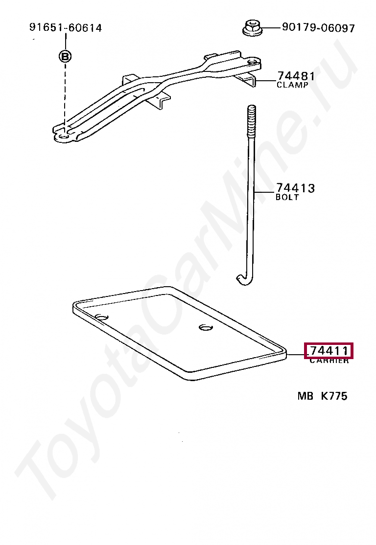 Запчасти Тойота: Крепление АКБ (7443152040)