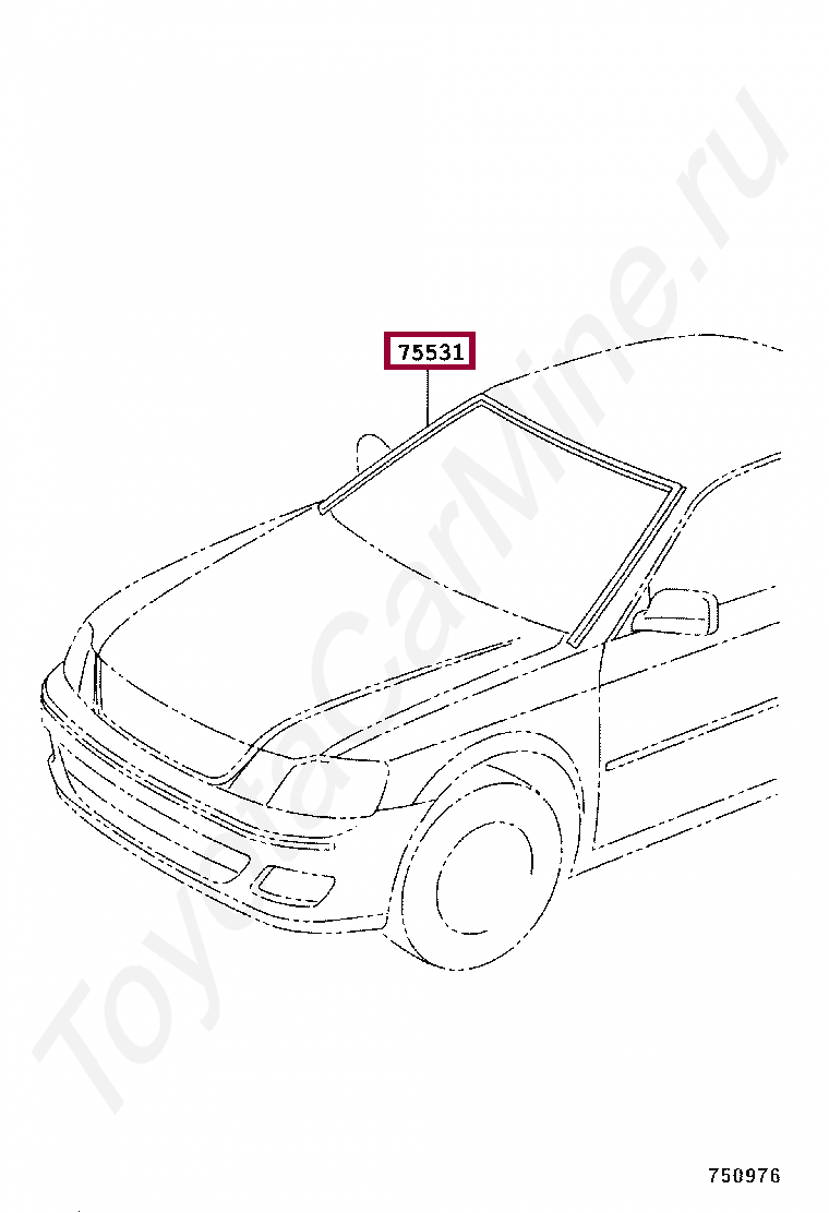 Запчасти Тойота: MOULDING, WINDSHIELD, OUTER UPPER (7553133050)