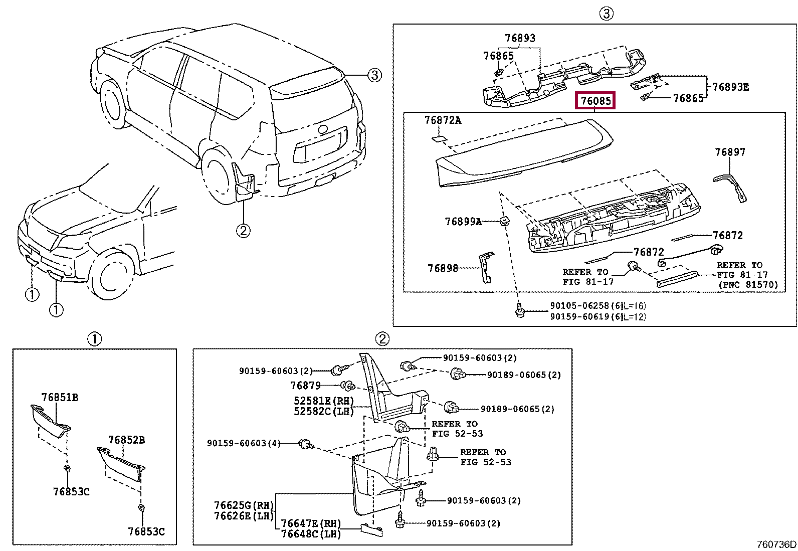 Запчасти Тойота: SPOILER SUB-ASSY, REAR (7608560080D0)
