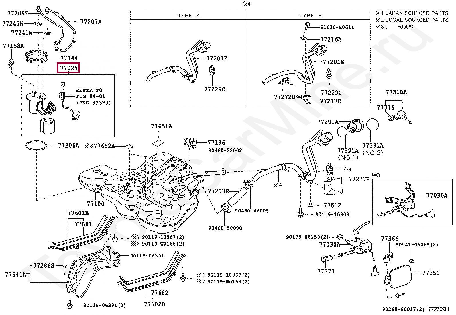 Запчасти Тойота: TUBE SUB-ASSY, FUEL MAIN & RETURN, REAR (7701005020)