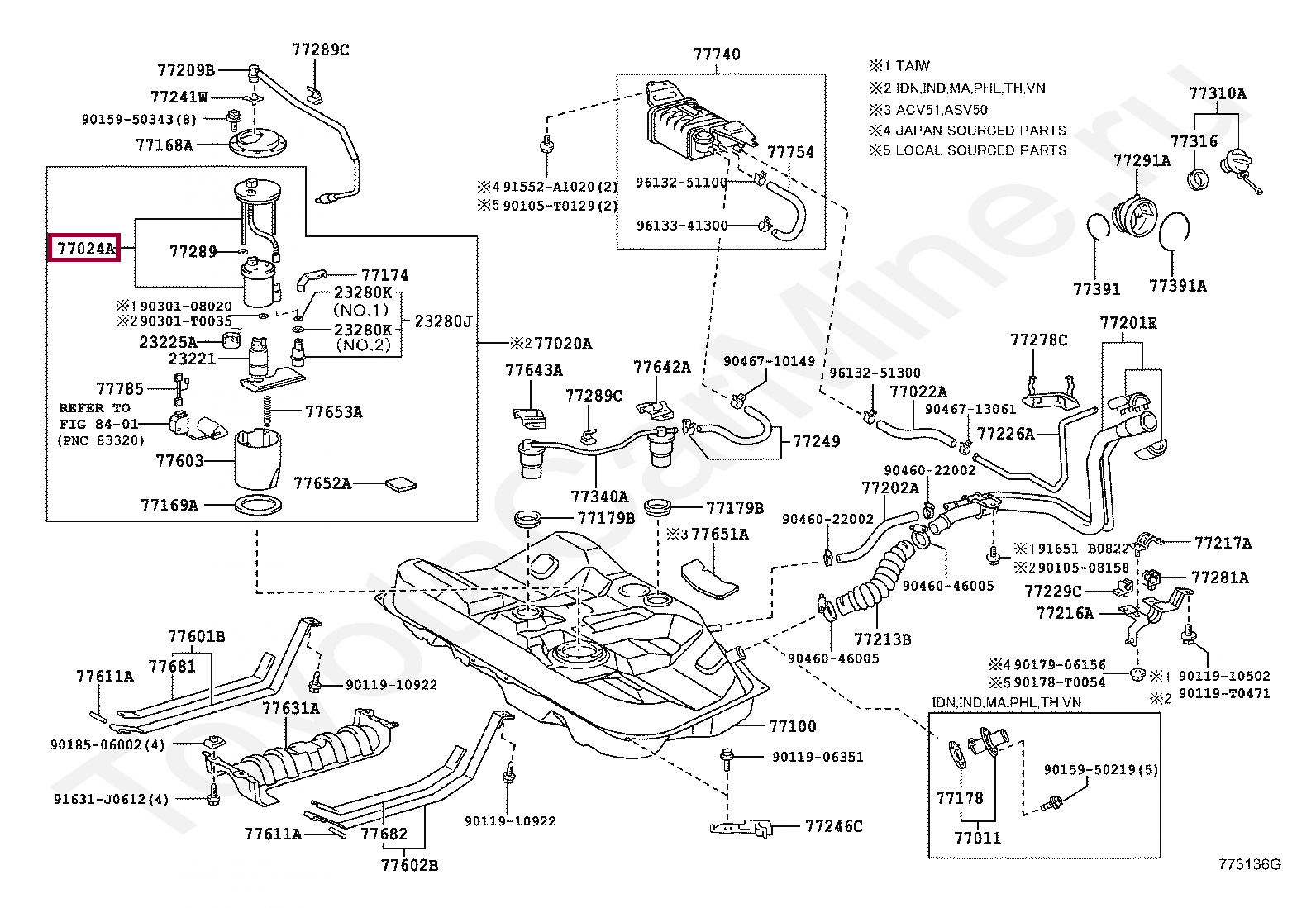 Запчасти Тойота: PLATE SUB-ASSY, FUEL SUCTION (7702406190)