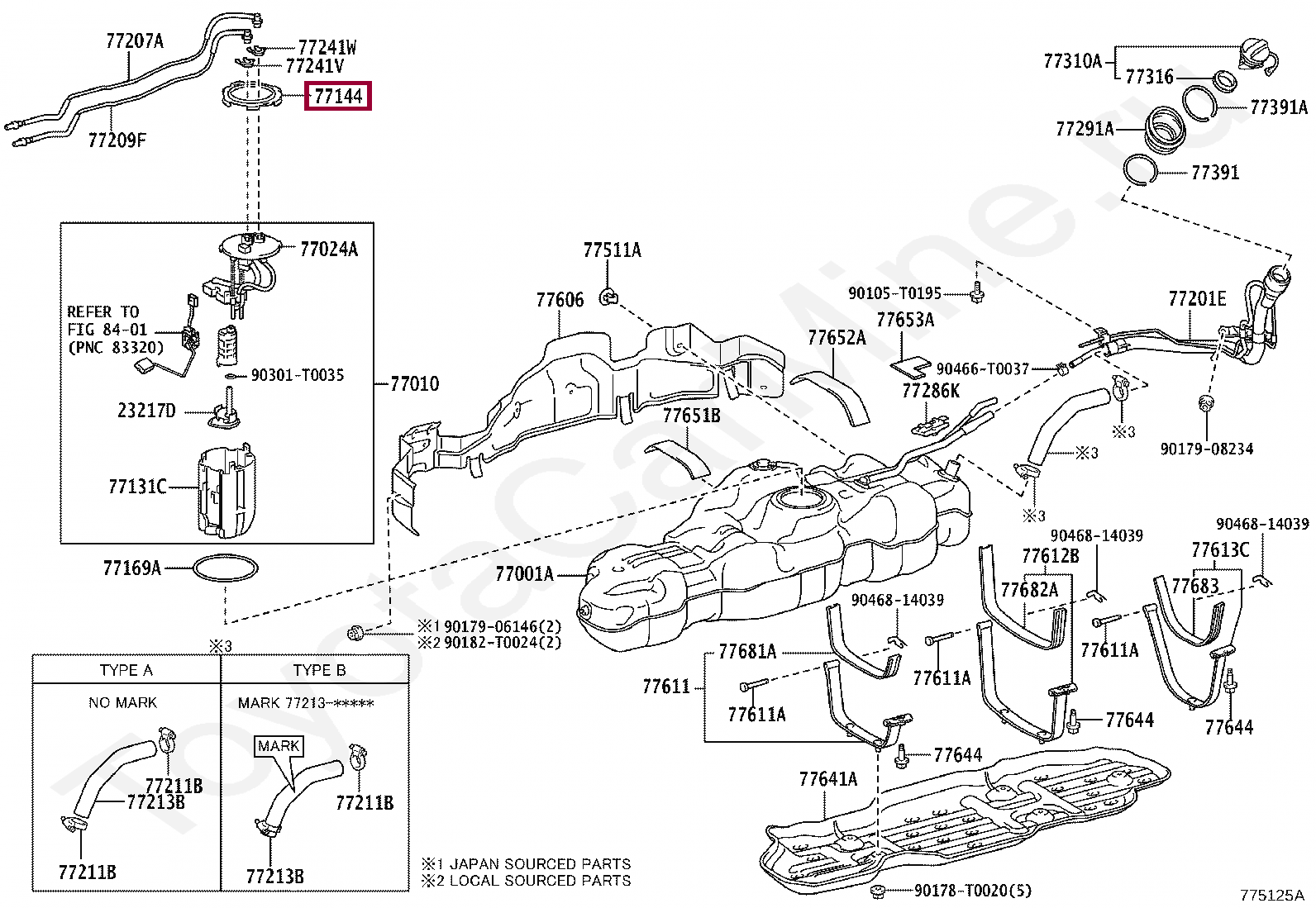 Запчасти Тойота: RETAINER, FUEL PUMP GAUGE (771440K040)
