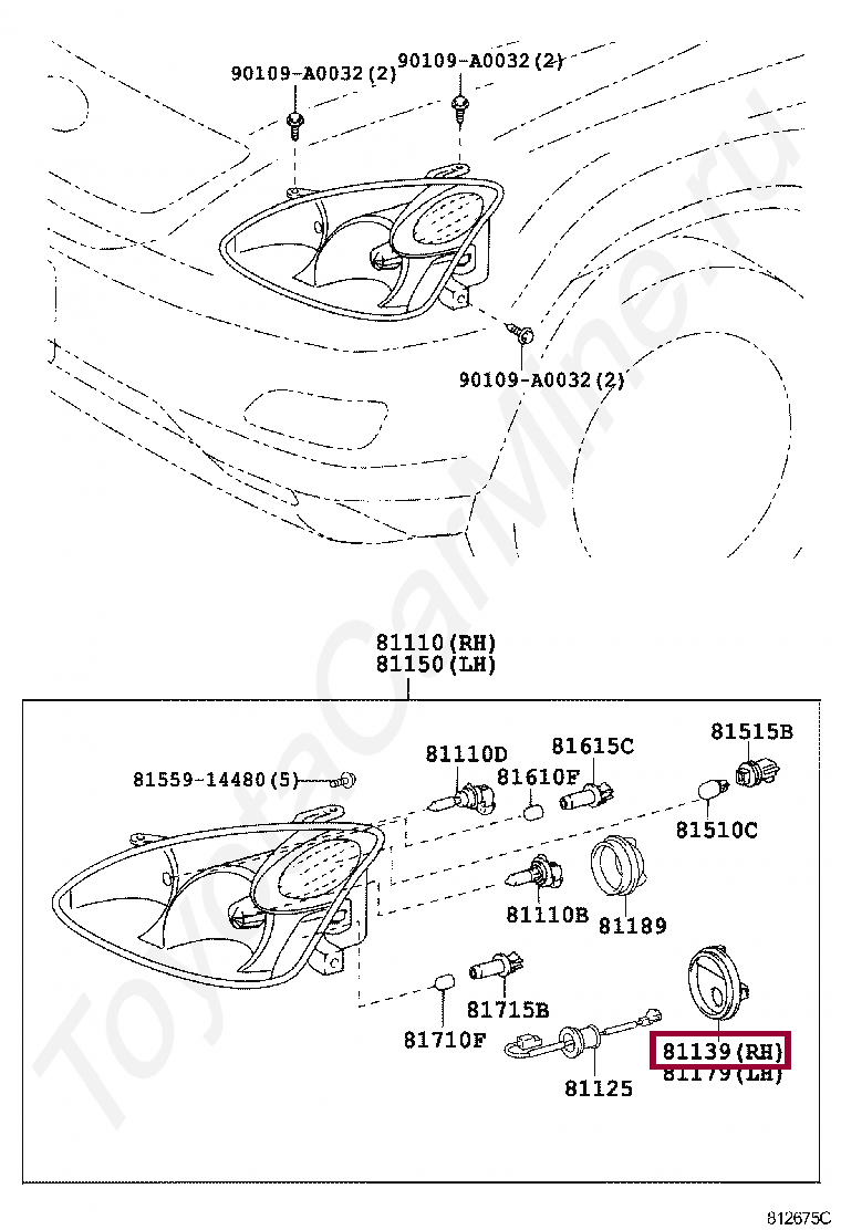 Запчасти Тойота: COVER, HEADLAMP SOCKET (811390E010)