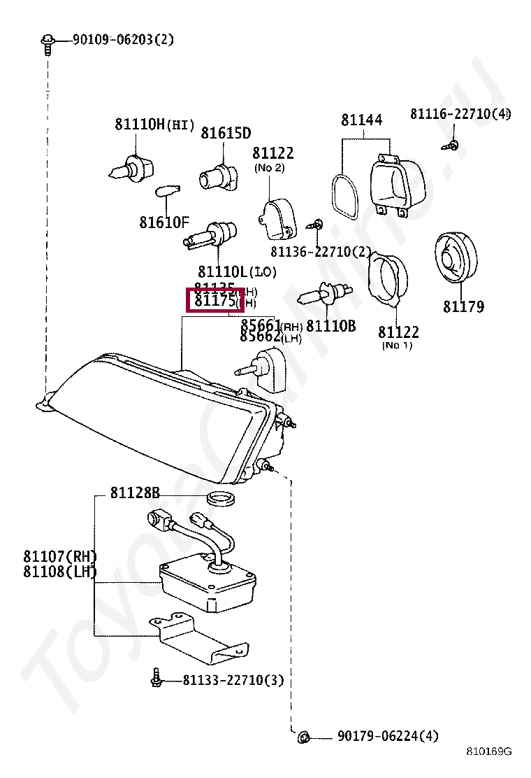 Запчасти Тойота: UNIT ASSY, HEADLAMP, LH (8117022730)