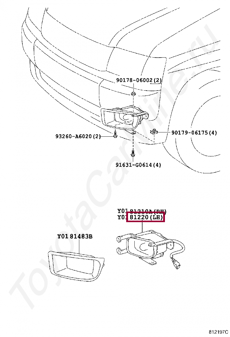 Противотуманная фара на Тойоту Пробокс