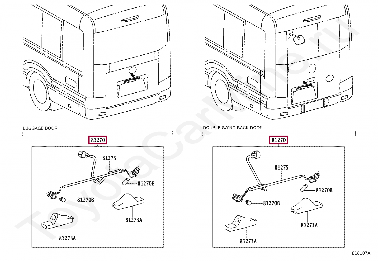 Запчасти Тойота: LAMP ASSY, LICENSE PLATE (8127036270)