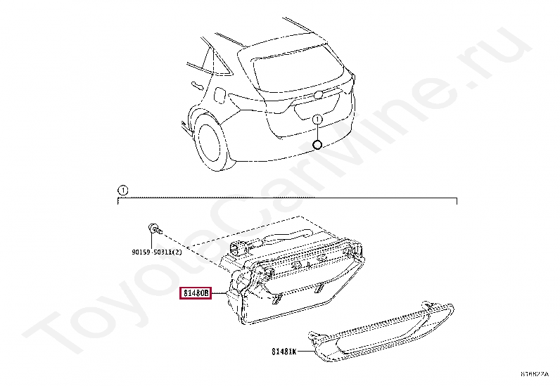 Запчасти Тойота: LAMP ASSY, REAR FOG (8148048060)