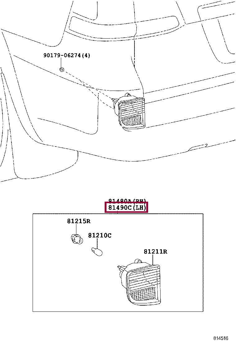 Запчасти Тойота: LAMP ASSY, REAR FOG, LH (8149060030)