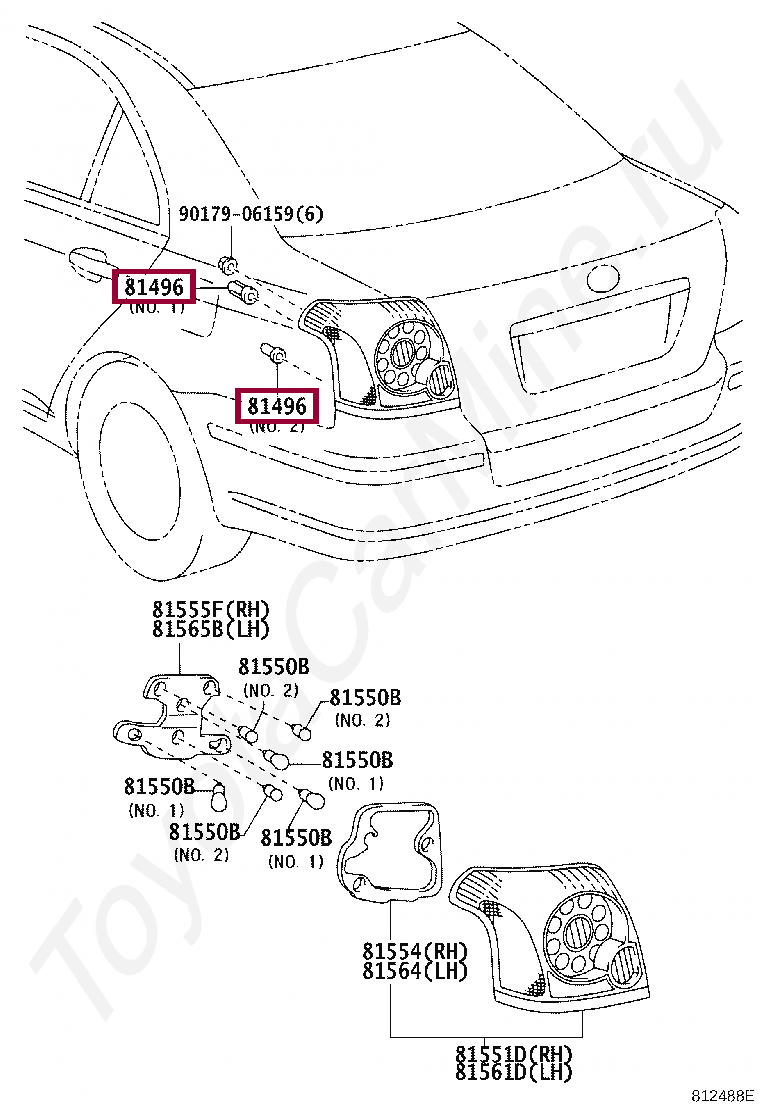Запчасти Тойота: GUIDE, REAR COMBINATION LAMP (8149605020)