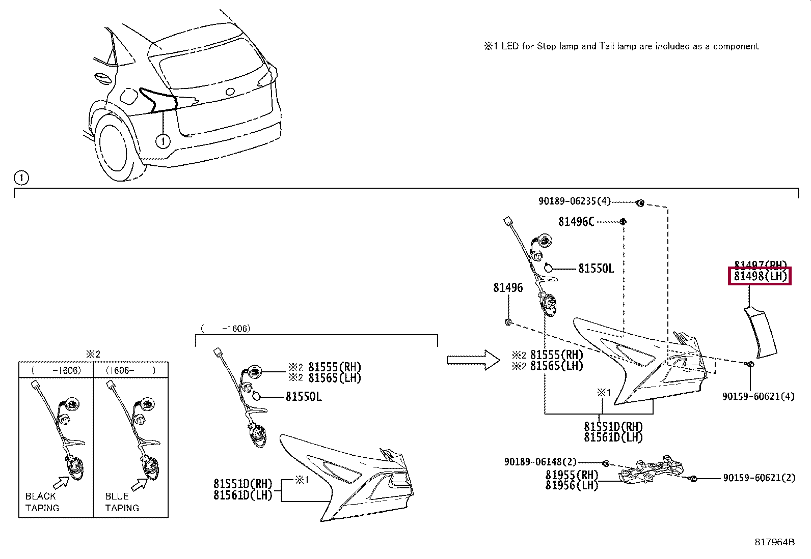 Запчасти Тойота: НАКЛАДКА ФОНАРЯ ЛЕВОГО ВНЕШНЕГО (8149878010)