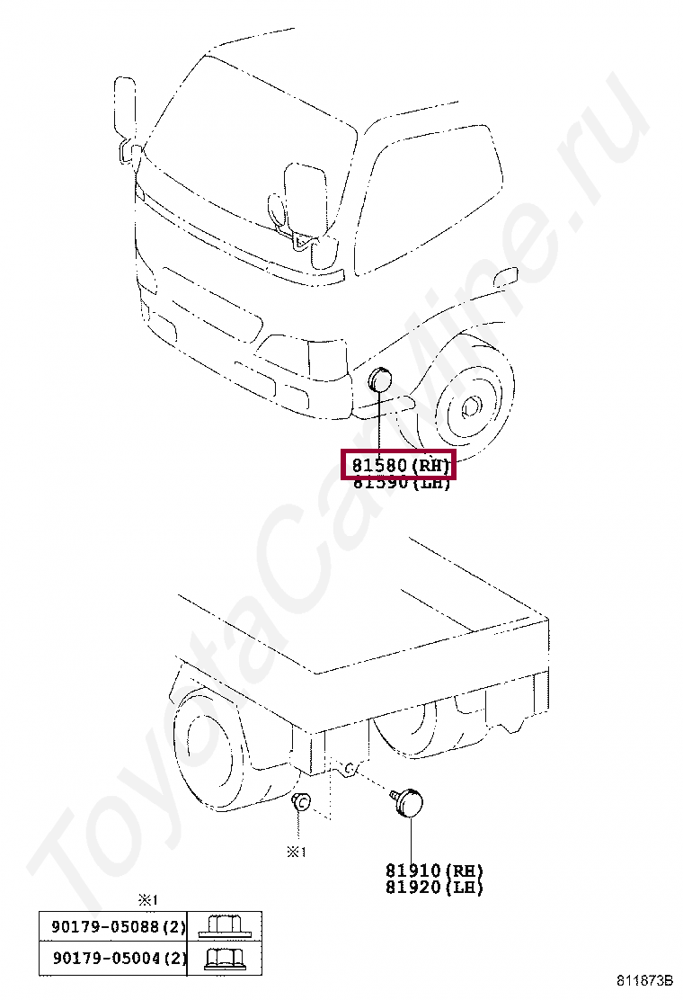 Запчасти Тойота: REFLECTOR ASSY, REFLEX SIDE, RH (8158037031)
