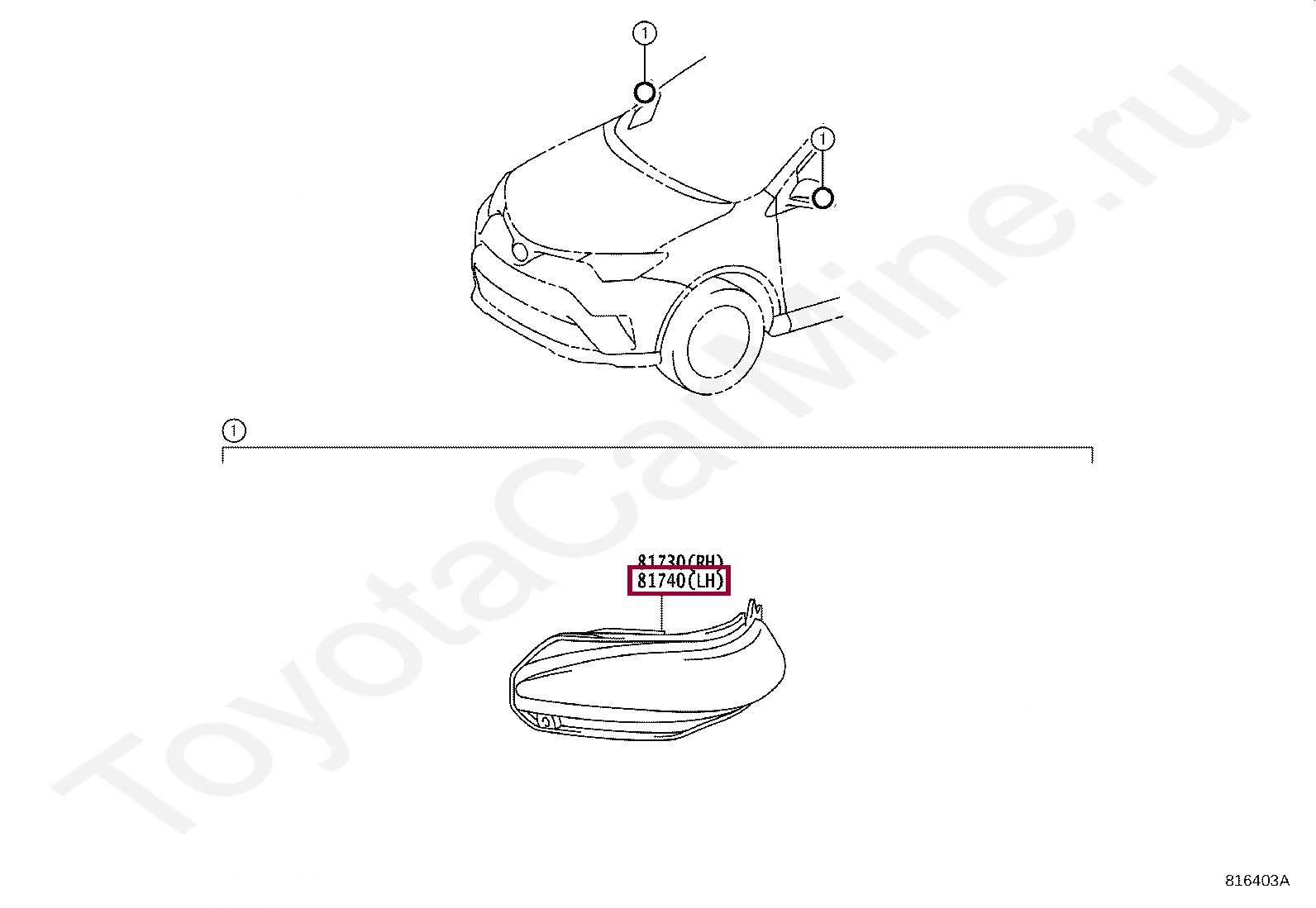Запчасти Тойота: LAMP ASSY, SIDE TURN SIGNAL, LH (8174042020)