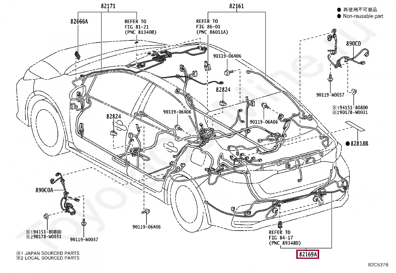 Запчасти Тойота: WIRE, FLOOR, NO.6 (8216902120)