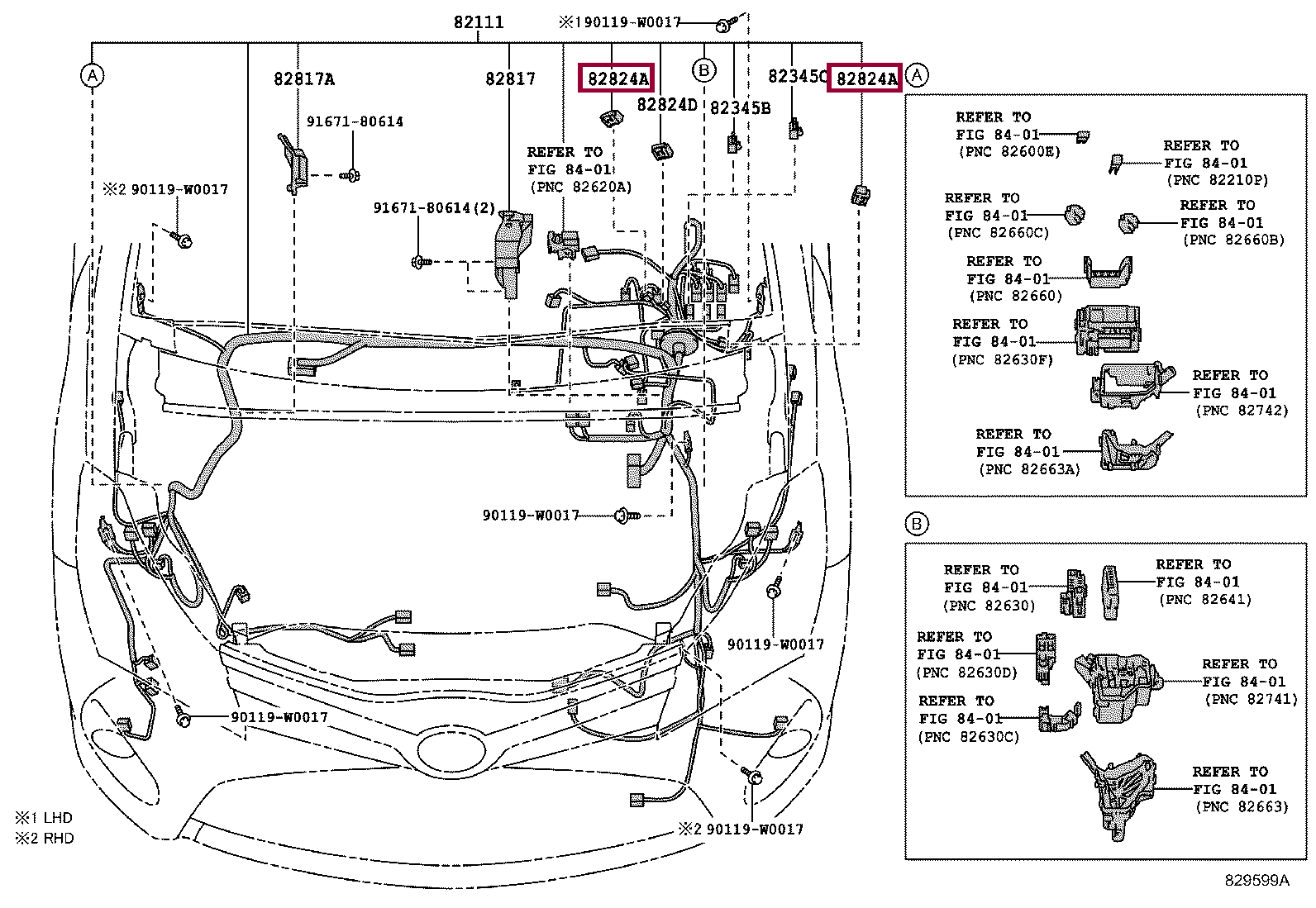 Запчасти Тойота: CONNECTOR, WIRING HARNESS (8282450360)