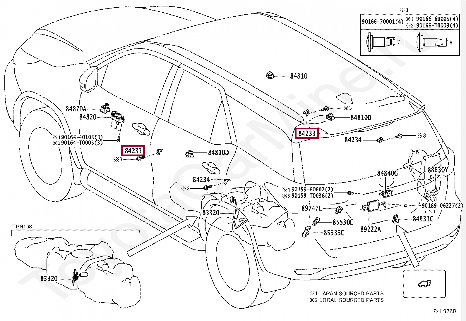 Запчасти Тойота: SWITCH ASSY, COURTESY LAMP (FOR REAR DOOR) (842310K060)