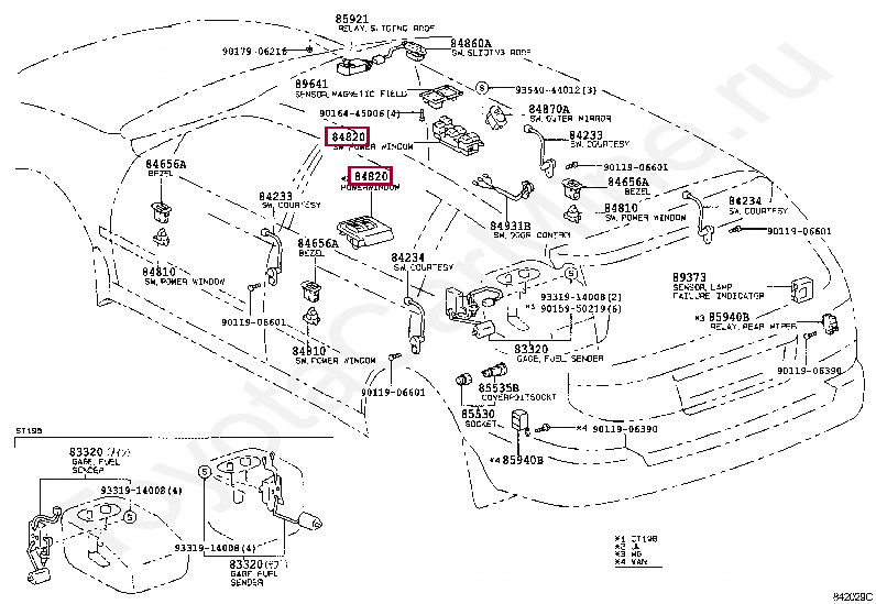Запчасти Тойота: MASTER SWITCH ASSY, POWER WINDOW REGULATOR (8480221010)