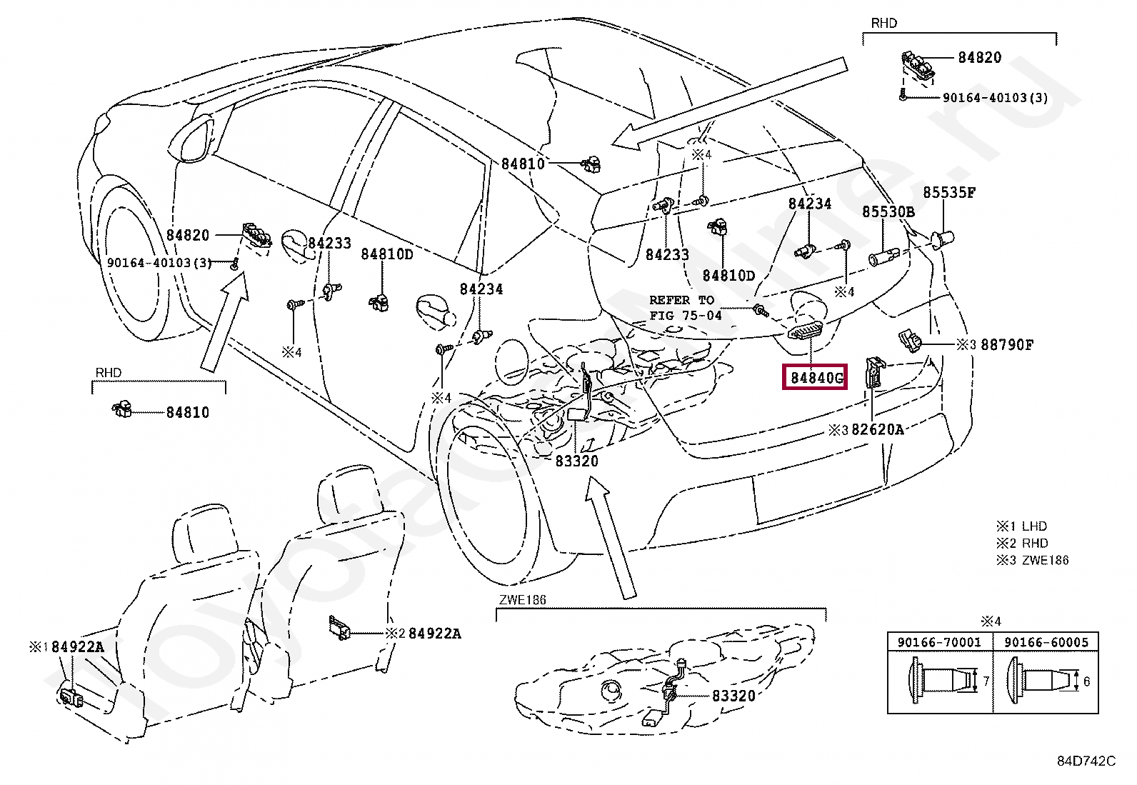 Запчасти Тойота: SWITCH ASSY, BACK DOOR OPENER (8484002040)