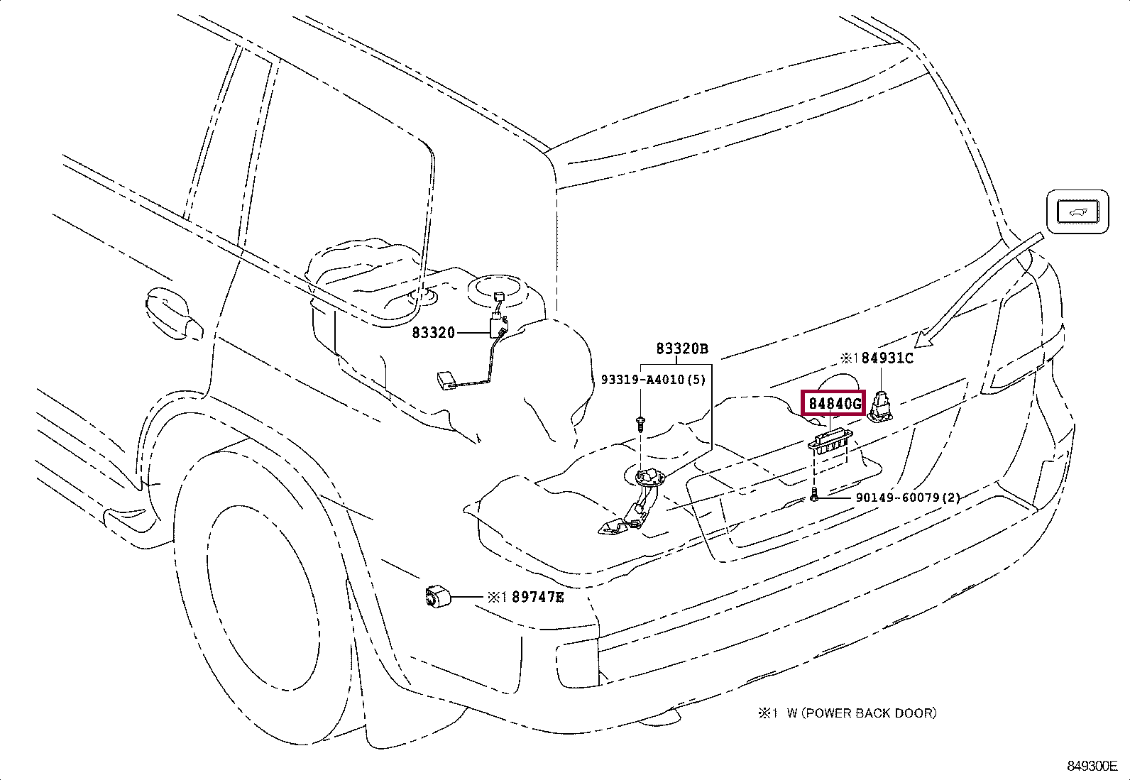 Запчасти Тойота: SWITCH ASSY, BACK DOOR OPENER (8484060021)