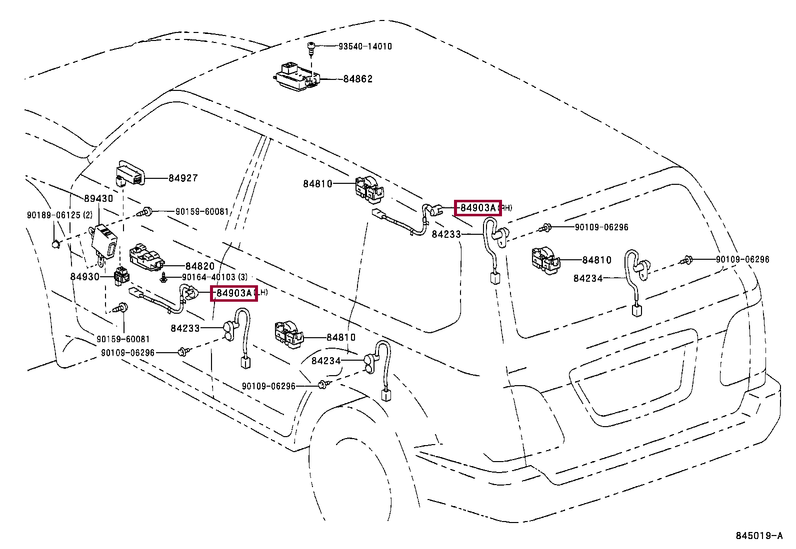 Запчасти Тойота: SWITCH SUB-ASSY, DOOR UNLOCK (8490360070)