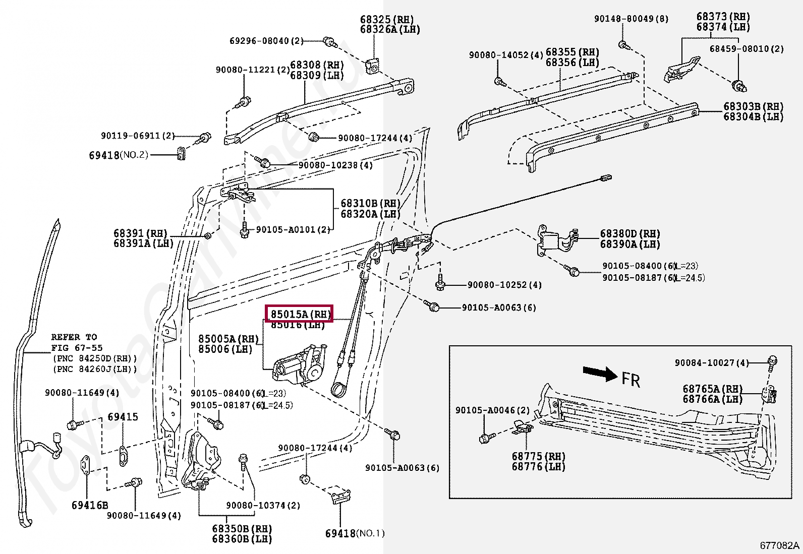 Запчасти Тойота: Трос сдвижной двери, правый (8501508011)