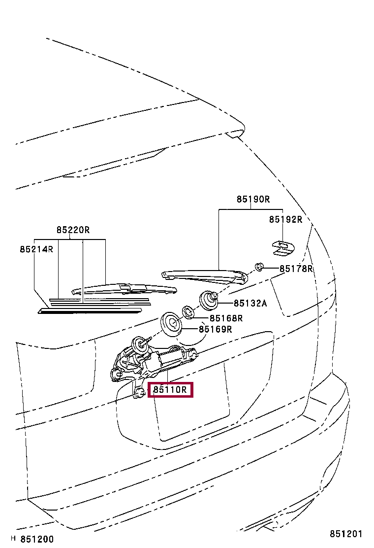 Запчасти Тойота: MOTOR ASSY, REAR WIPER (8513048030)