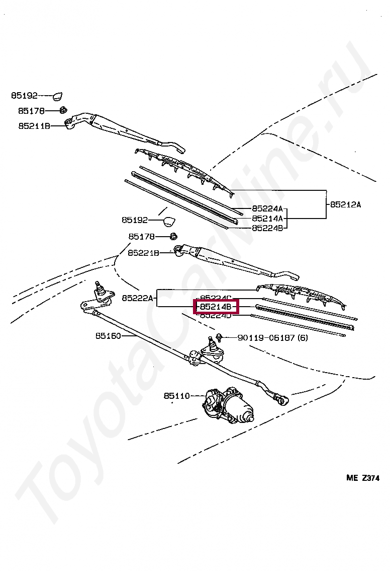 Запчасти Тойота: RUBBER, WIPER, LH (8521420350)