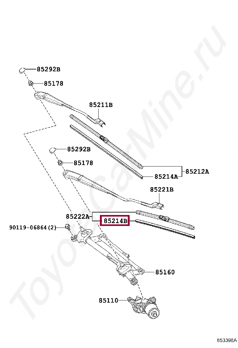 Запчасти Тойота: RUBBER, WIPER, LH (8521458070)