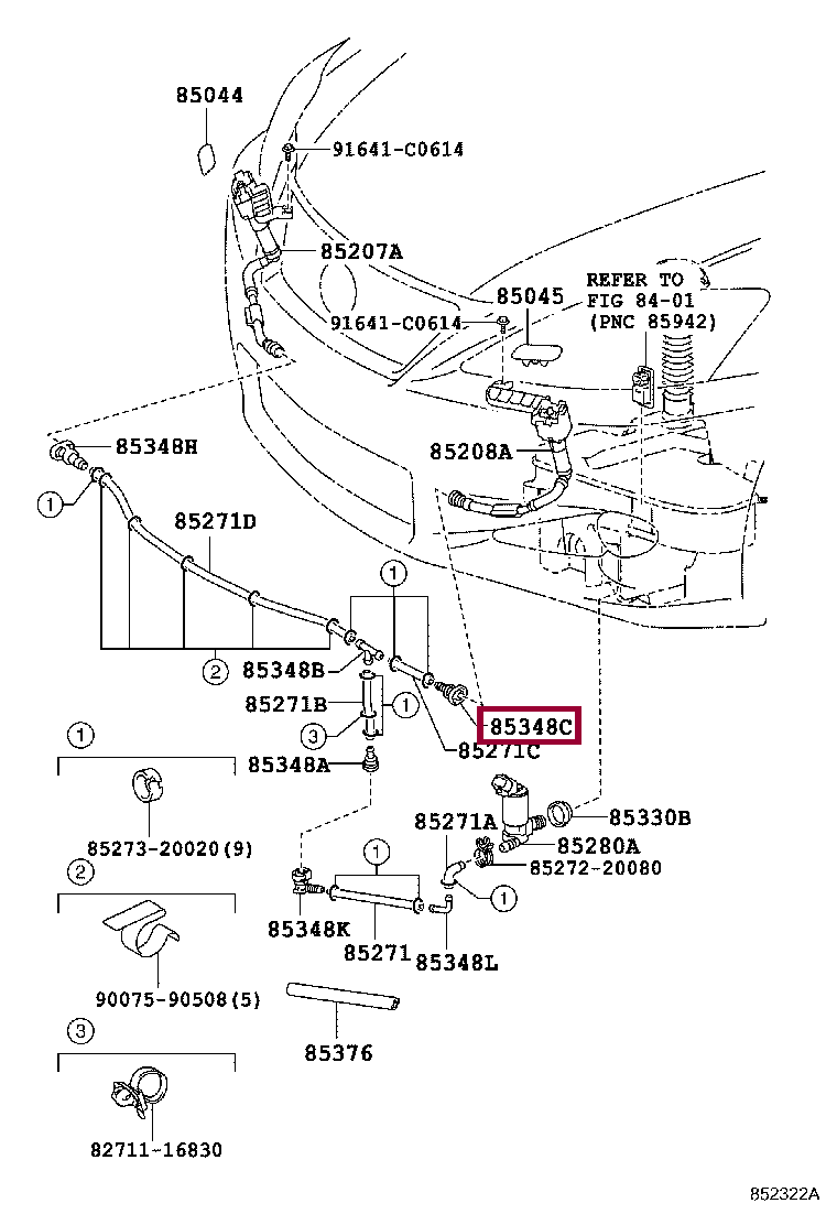 Запчасти Тойота: JOINT, HEADLAMP CLEANER HOSE, NO.4 (8527933050)