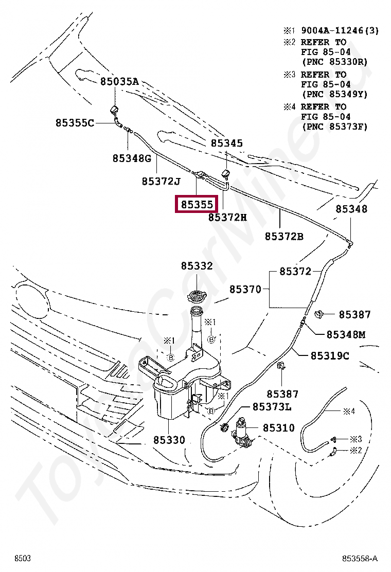 Запчасти Тойота: VALVE, WINDSHIELD WASHER HOSE (85376B1010)