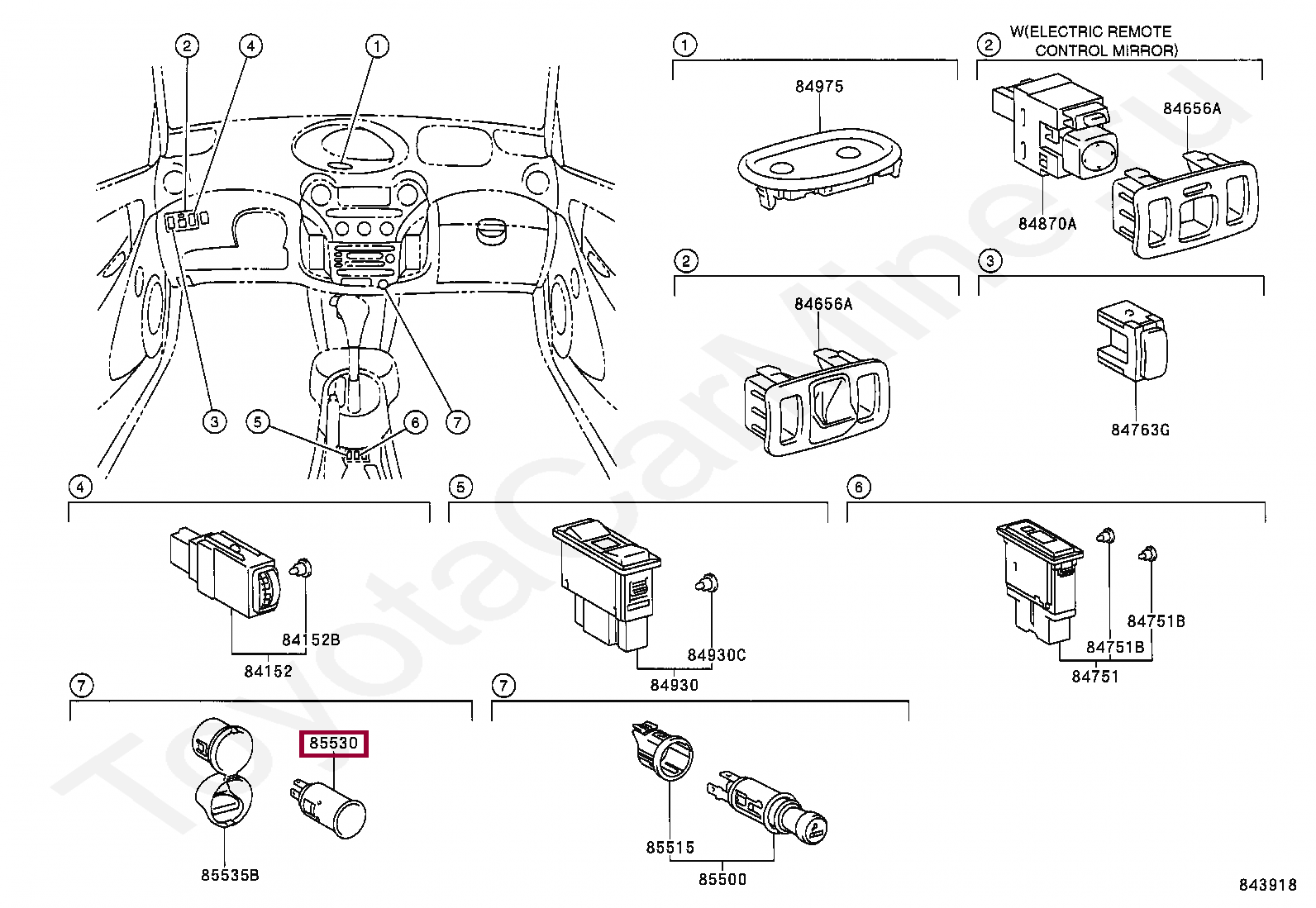 Запчасти Тойота: SOCKET ASSY, POWER OUTLET, NO.1 (855300D020)