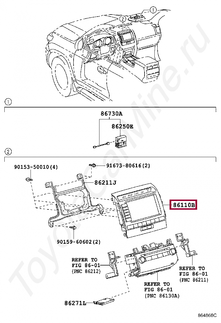 Запчасти Тойота: MULTI-DISPLAY ASSY (8611060630)