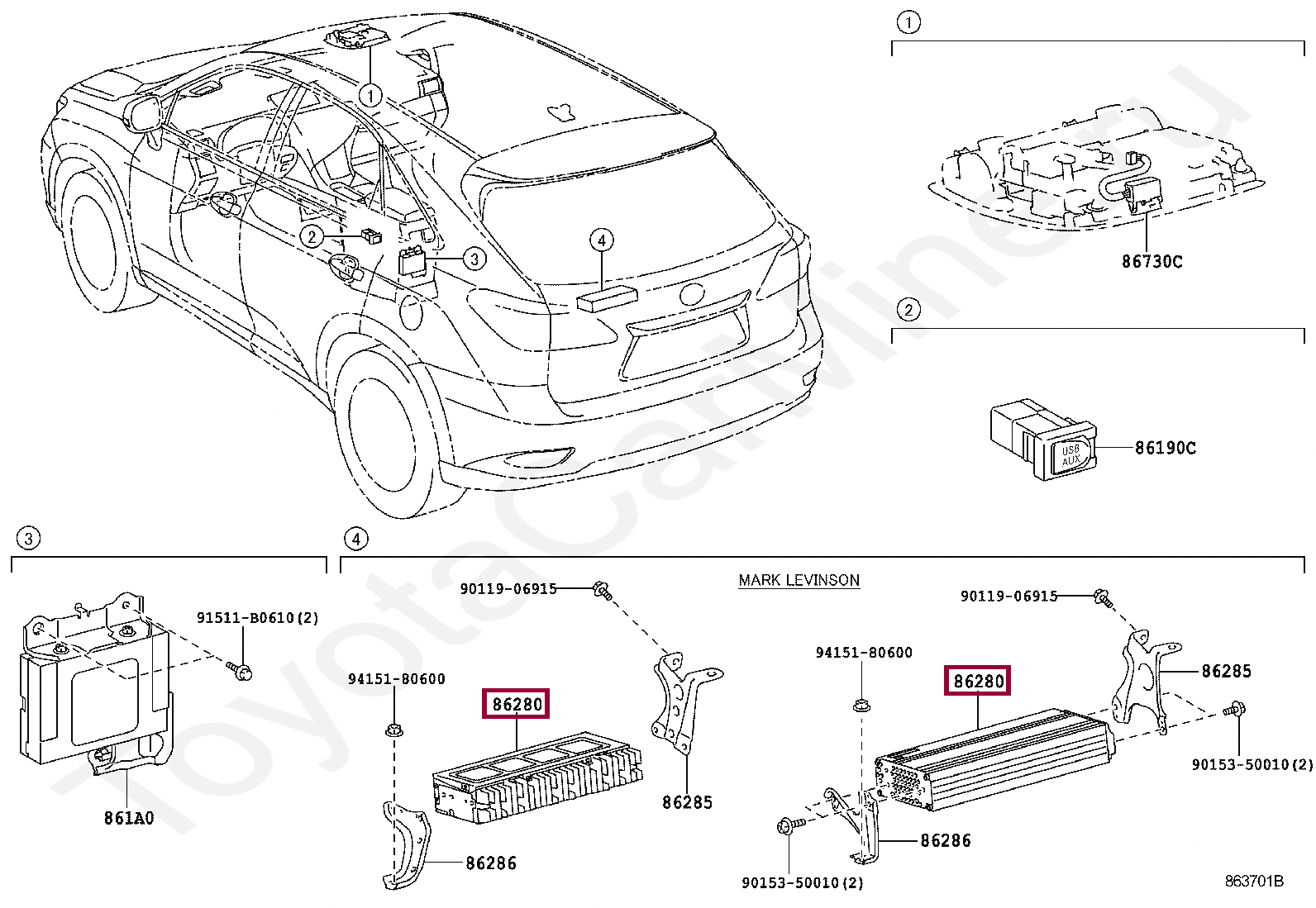 Запчасти Тойота: AMPLIFIER ASSY, STEREO COMPONENT (8628048130)