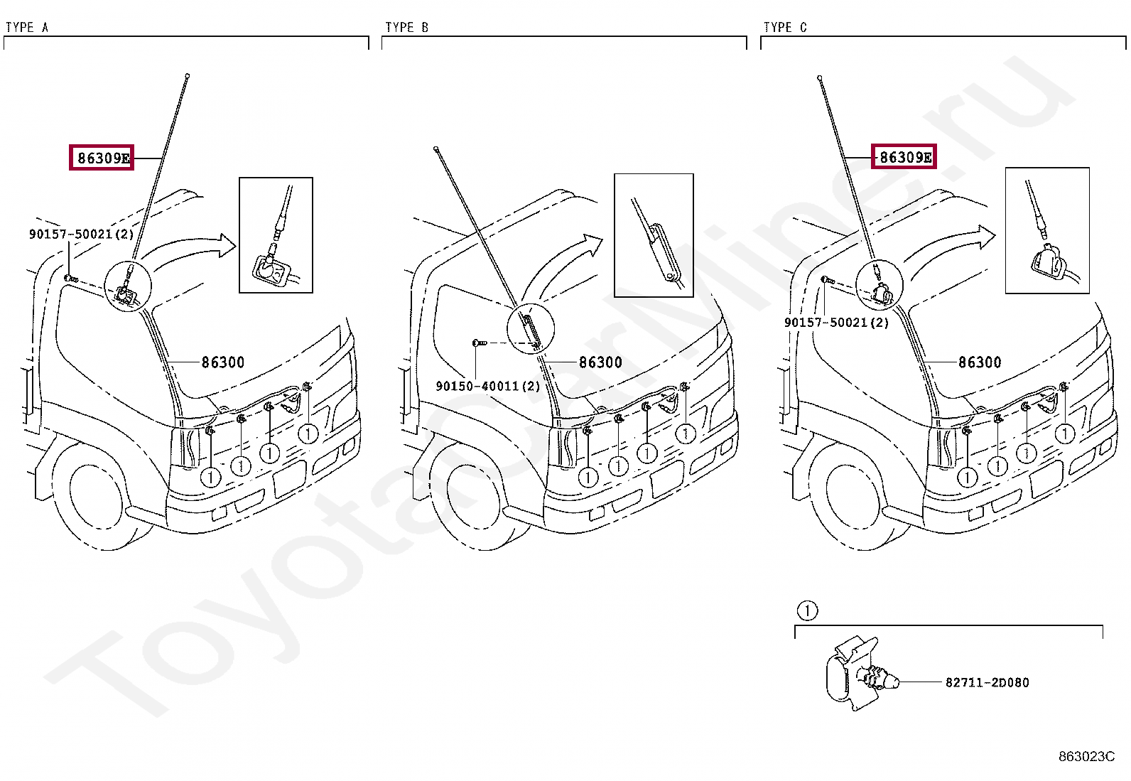 Запчасти Тойота: POLE SUB-ASSY, ROOF ANTENNA (8630937010)