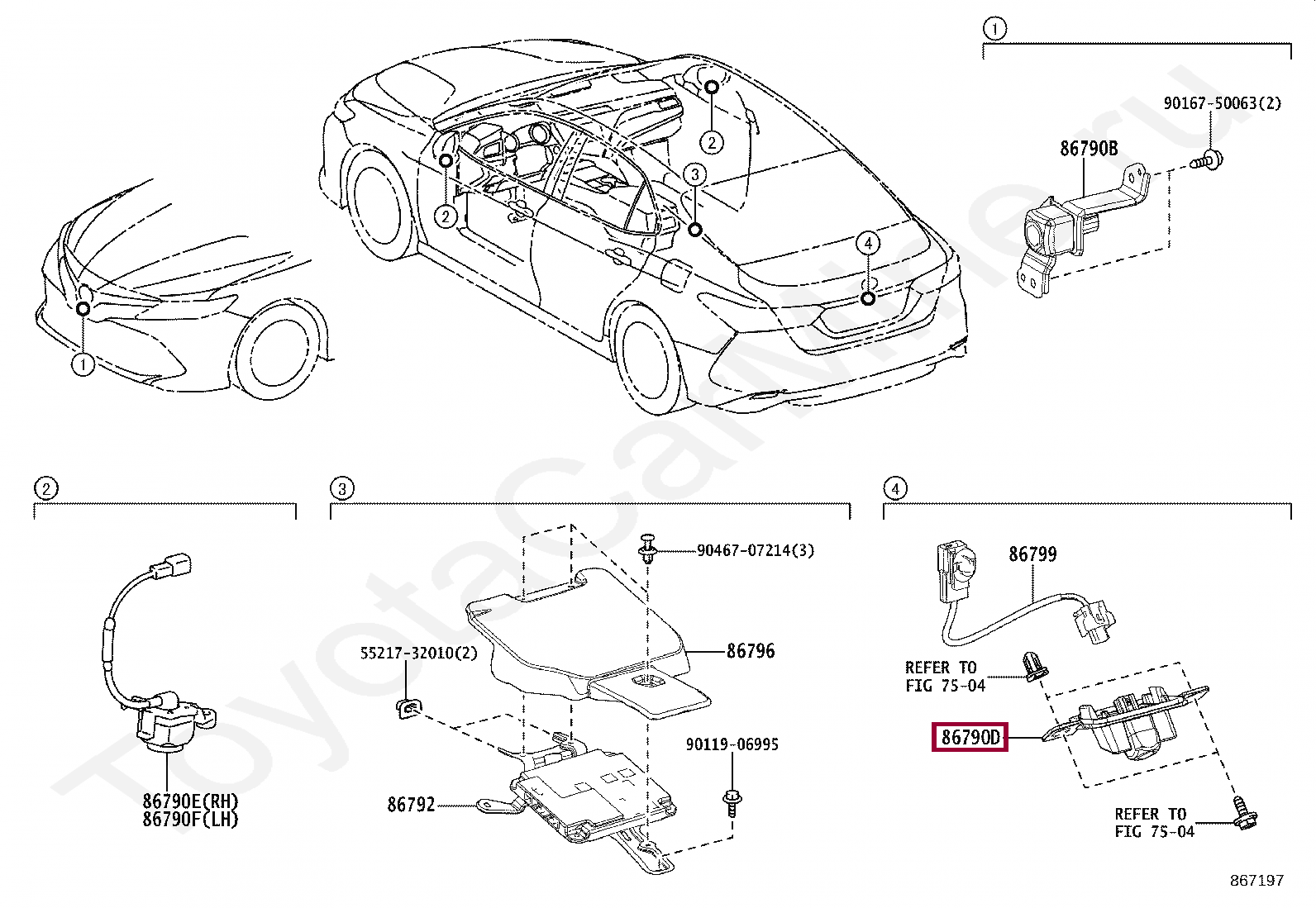 Запчасти Тойота: CAMERA ASSY, TELEVISION, RR (8679033180)