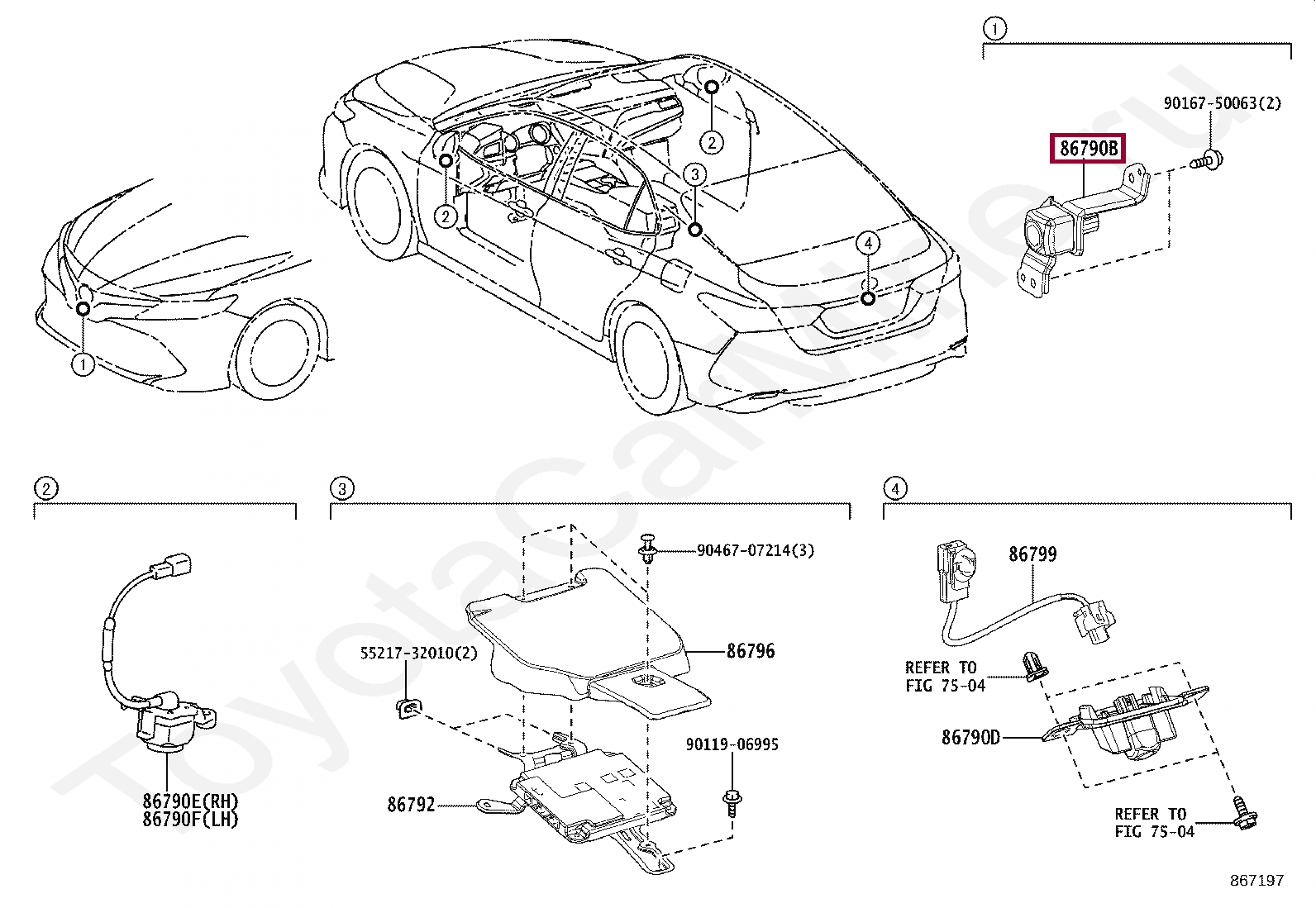 Запчасти Тойота: CAMERA ASSY, TELEVISION, FR (8679033220)