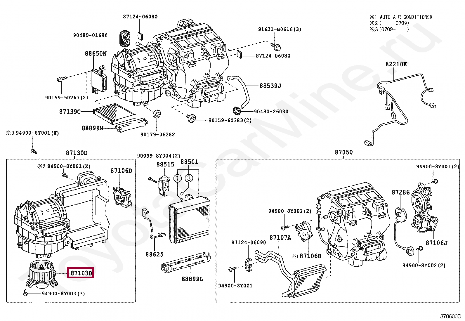Запчасти Тойота: MOTOR SUB-ASSY, BLOWER W/FAN (8710306071)