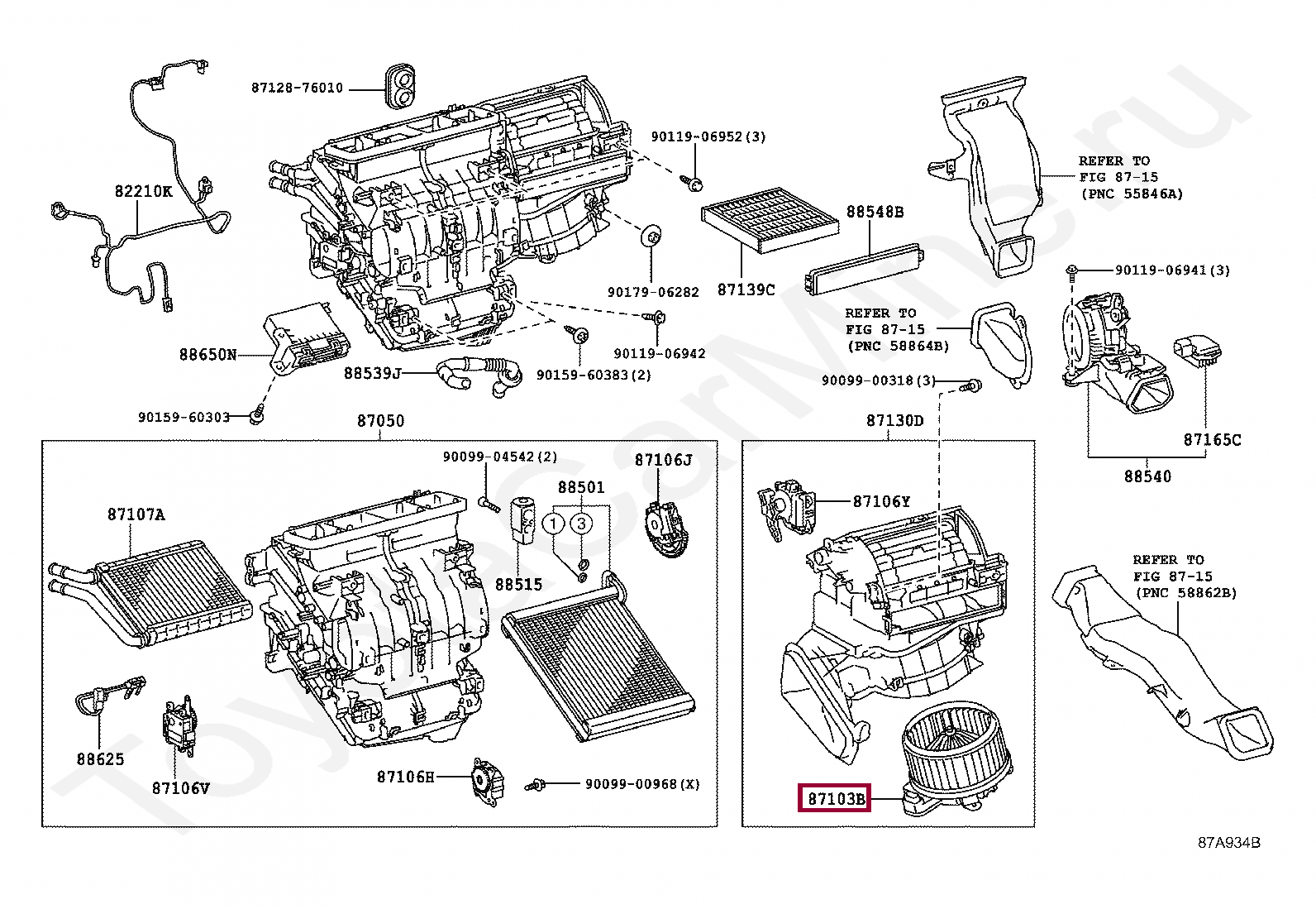 Запчасти Тойота: MOTOR SUB-ASSY, BLOWER W/FAN (8710375021)