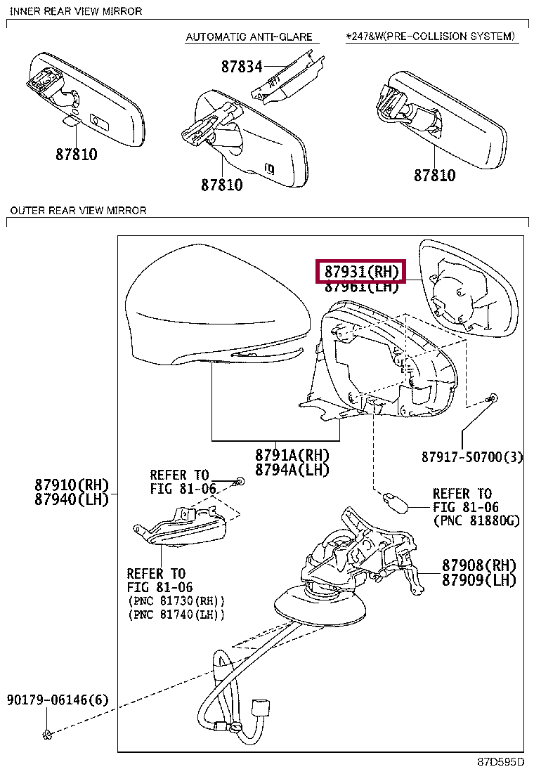 Запчасти Тойота: OUTER MIRROR, RH (8793150740)