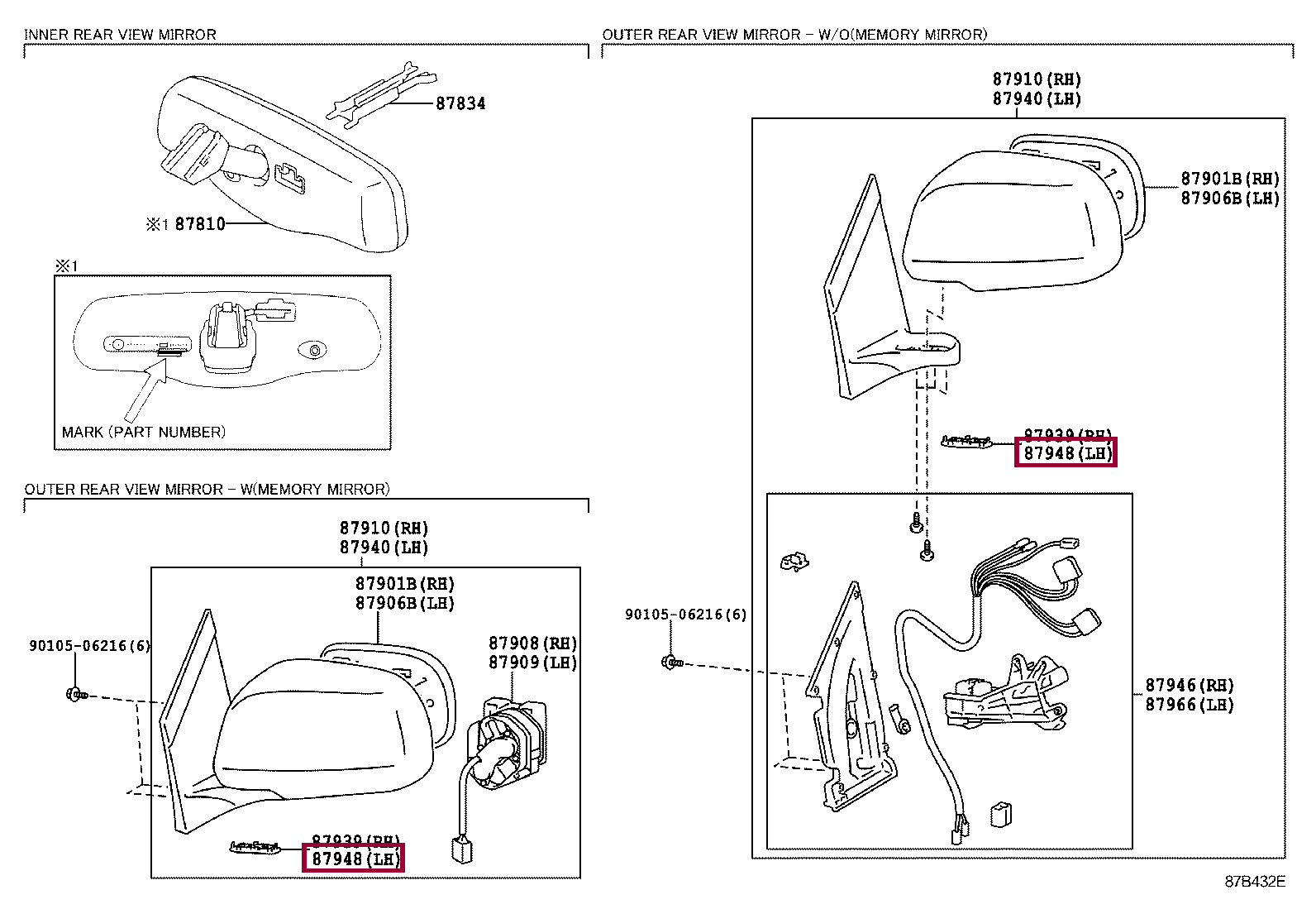 Запчасти Тойота: COVER, OUTER MIRROR HOLE, LH (8794848190)