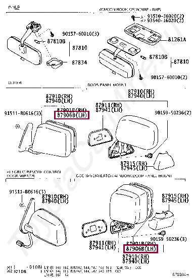 Запчасти Тойота: MIRROR SUB-ASSY, OUTER REAR VIEW, LH (8796135690)