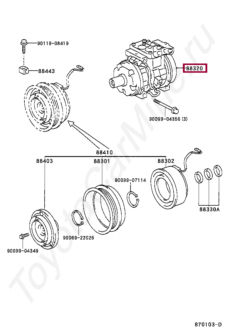 Запчасти Тойота: COMPRESSOR ASSY, COOLER (8832006070)