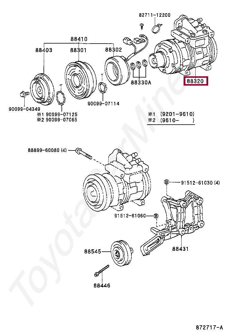 Запчасти Тойота: COMPRESSOR ASSY, COOLER (8832060460)
