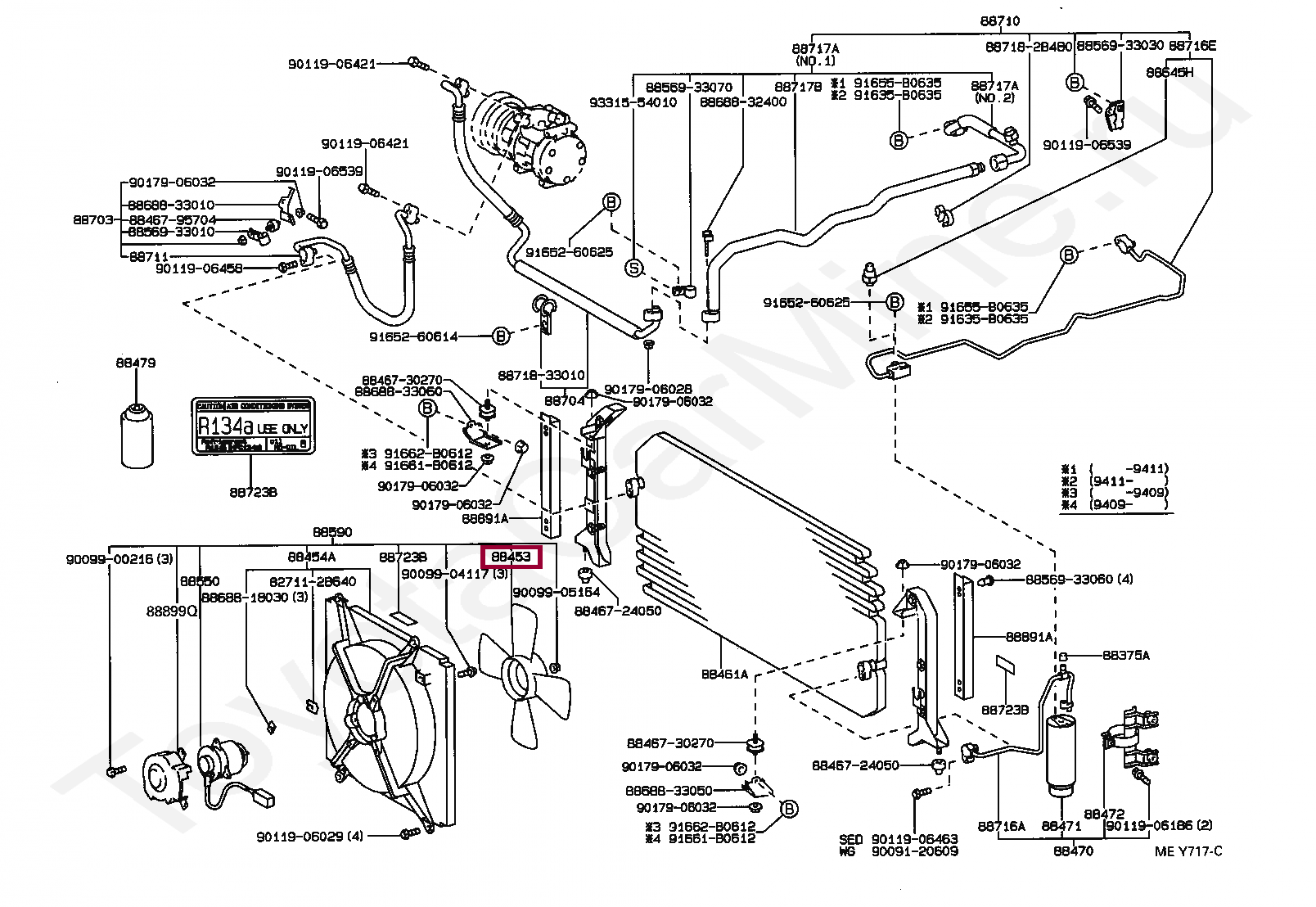 Запчасти Тойота: FAN, COOLING (FOR CONDENSER) (8845333010)