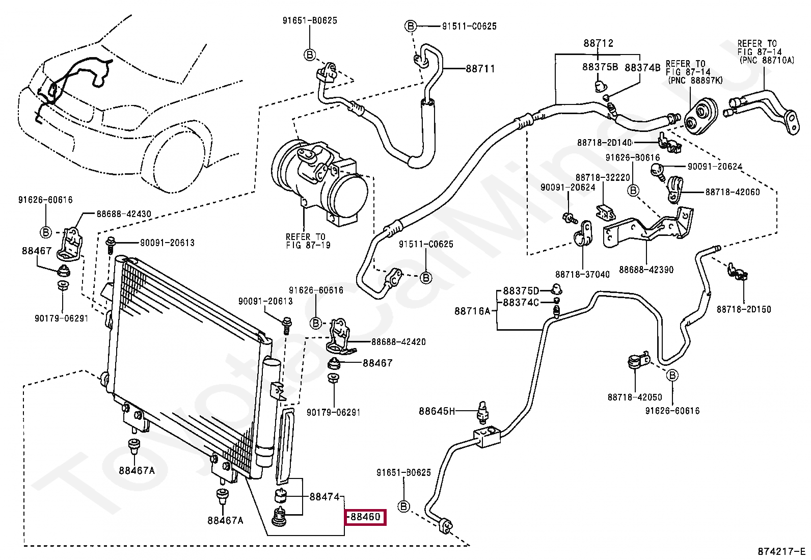 Запчасти Тойота: CONDENSER ASSY, COOLER (8846042070)