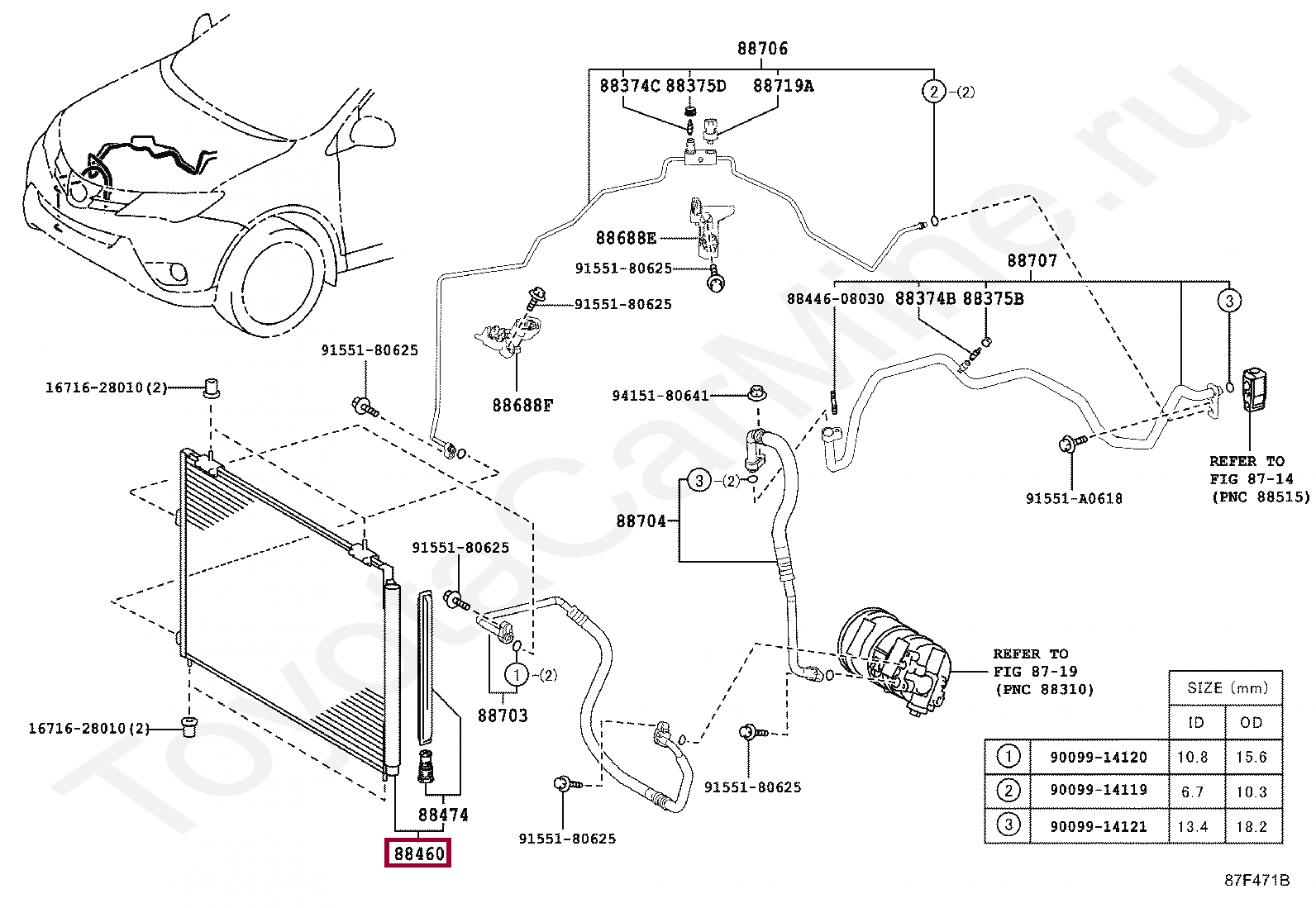 Запчасти Тойота: CONDENSER ASSY, COOLER (8846042140)