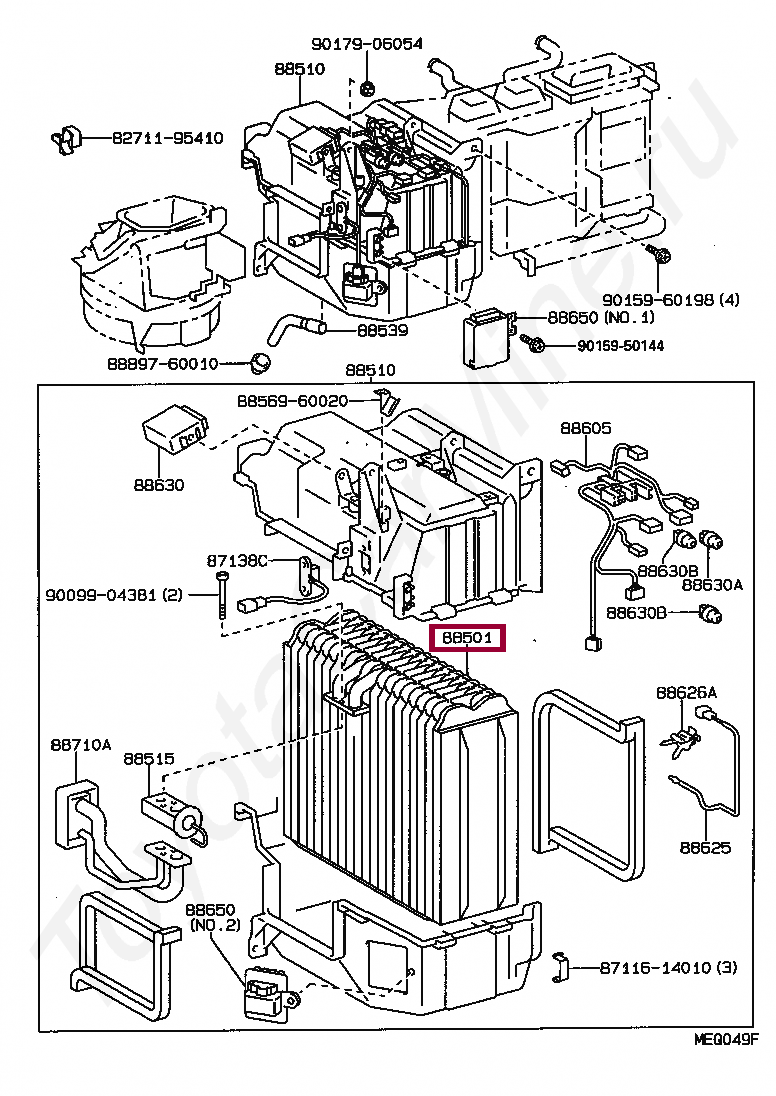 Запчасти Тойота: EVAPORATOR SUB-ASSY, COOLER, NO.1 (8850160020)
