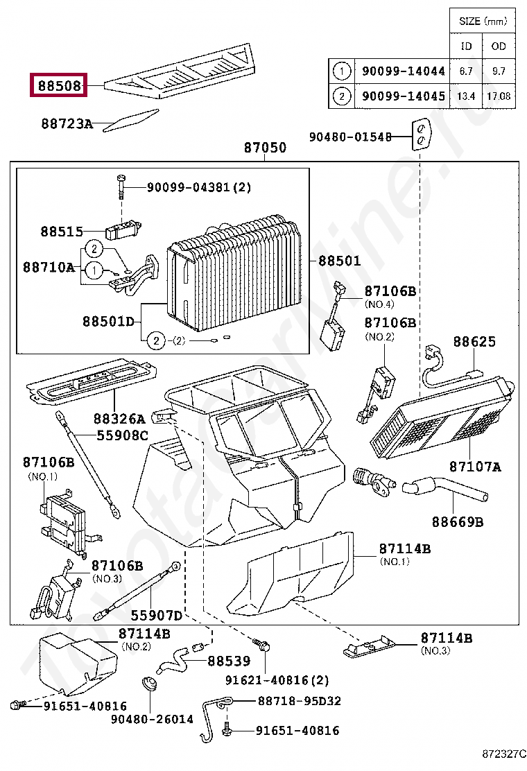 Запчасти Тойота: FILTER SUB-ASSY, CLEAN AIR (8850828020)