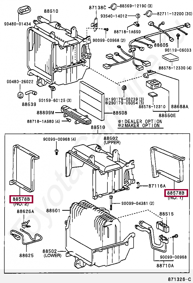 Запчасти Тойота: PACKING, COOLING UNIT, NO.1 (8857820470)