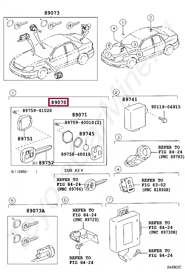 Запчасти Тойота: TRANSMITTER ASSY, DOOR CONTROL (8907042250)