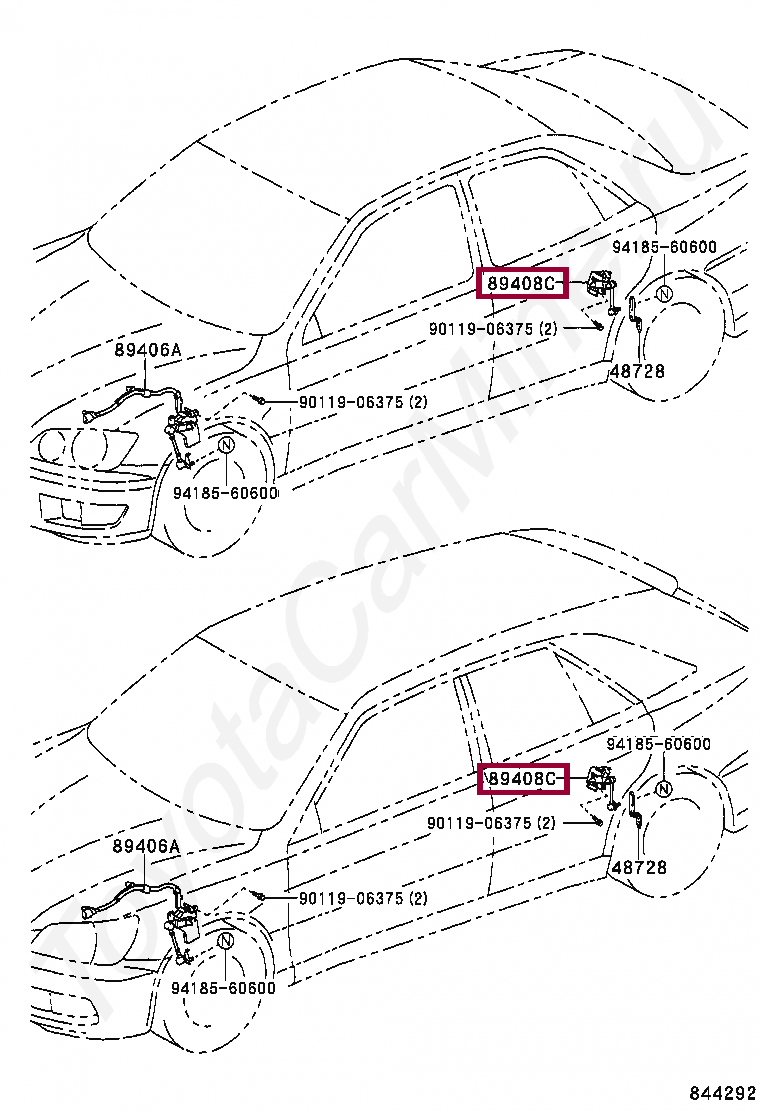 Запчасти Тойота: SENSOR SUB-ASSY, HEIGHT CONTROL, REAR LH (8940830110)